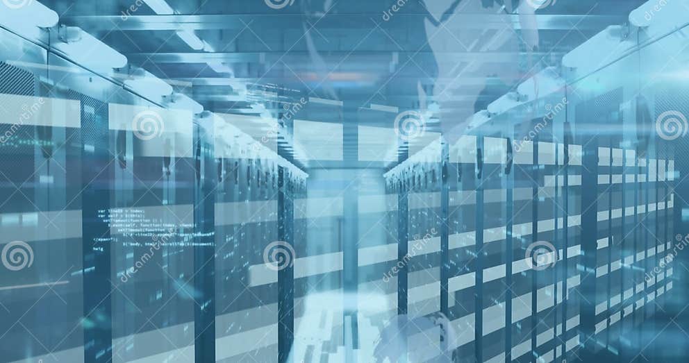 Image of Data Processing Against Light Trails and Mosaic Squares ...