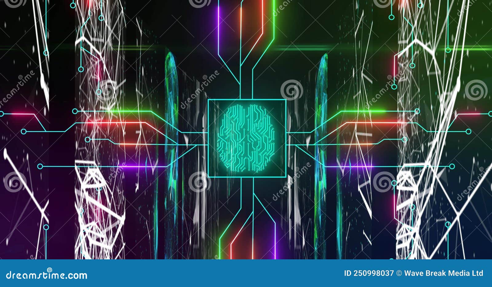 Image of Data Processing on Black Background Stock Illustration ...