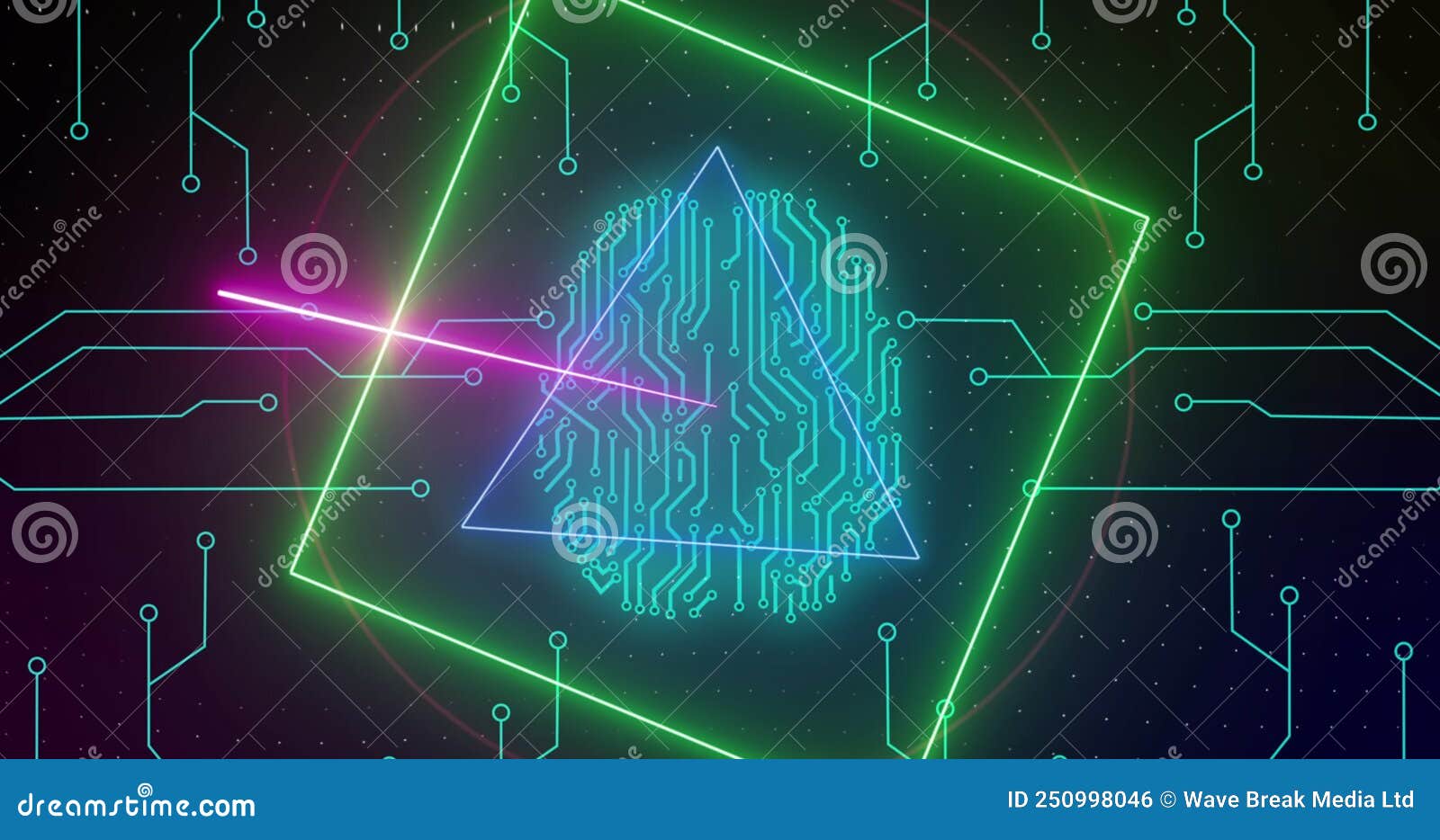 Image of Data Processing on Black Background Stock Illustration ...