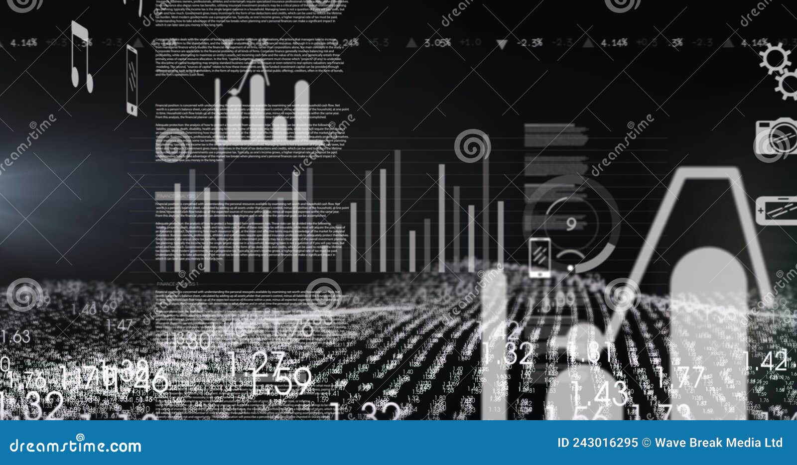 Image of Data Processing on Black Background Stock Image - Image of ...