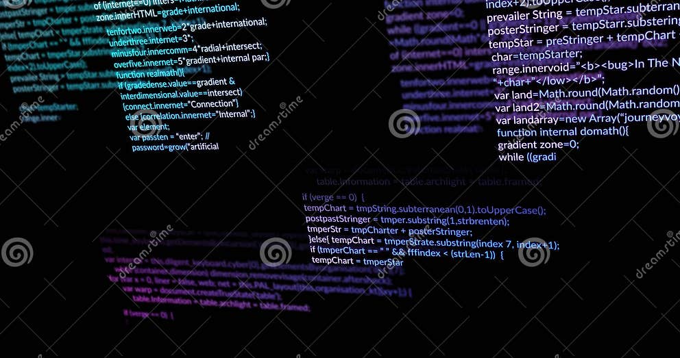 Image of Data Processing on Black Background Stock Illustration ...