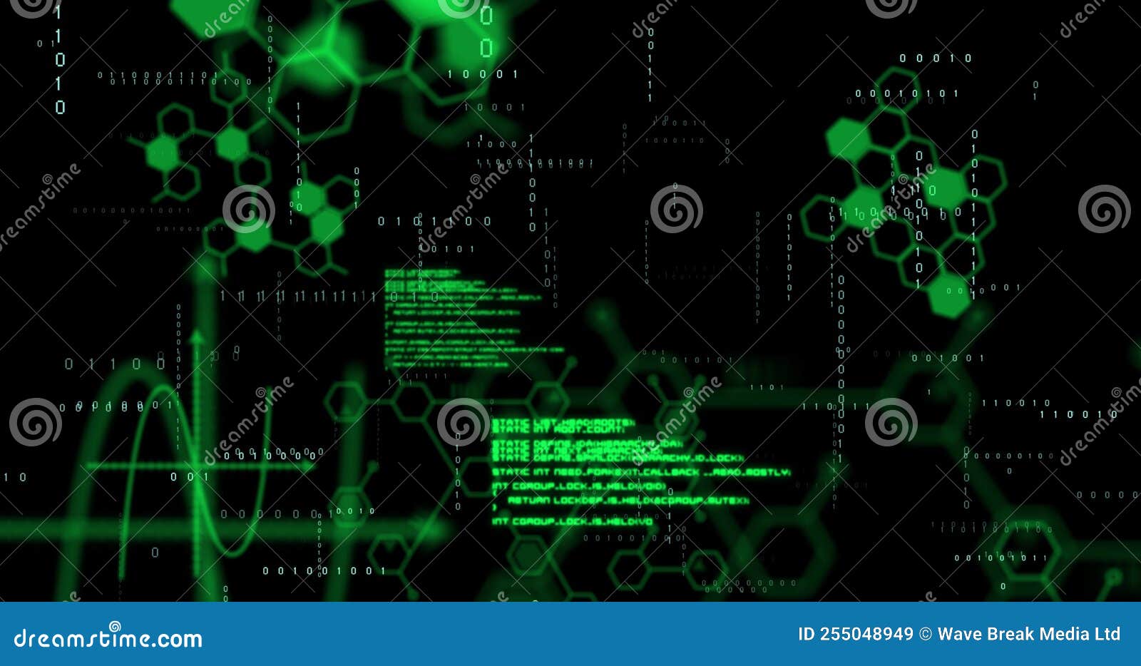 Image of Data Processing on Black Background Stock Illustration ...
