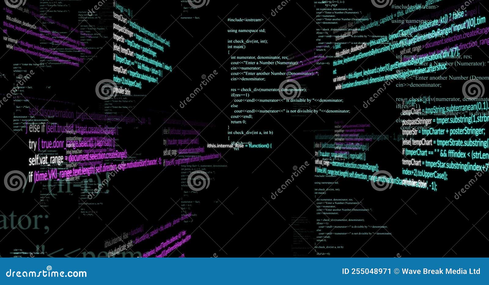 Image of Data Processing on Black Background Stock Illustration ...
