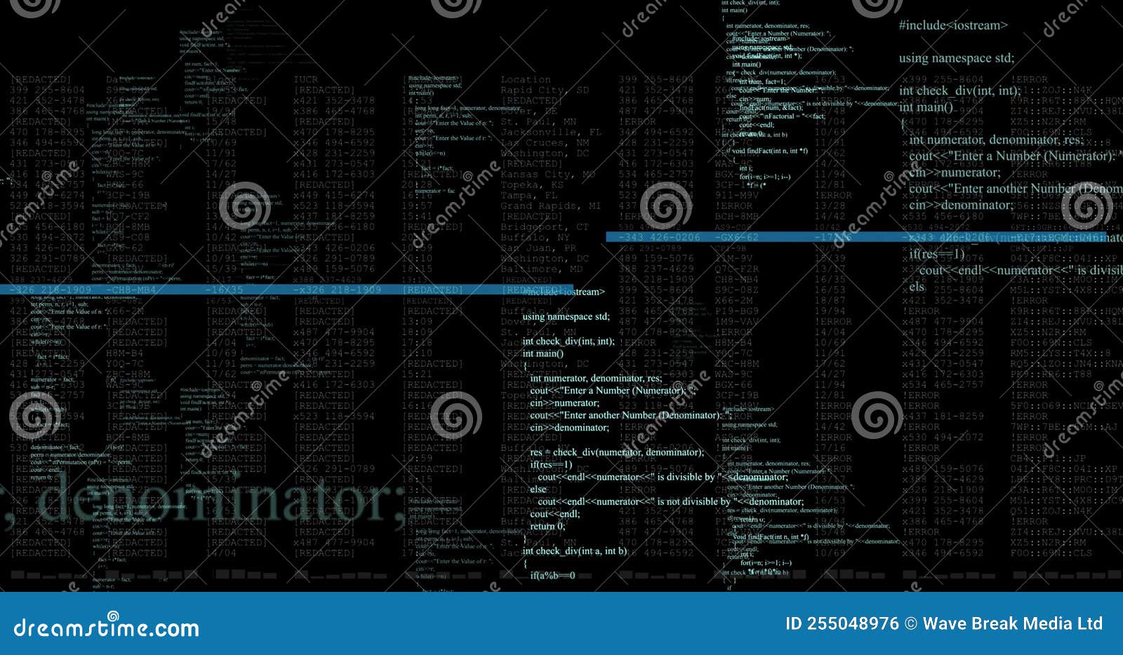Image of Data Processing on Black Background Stock Illustration ...