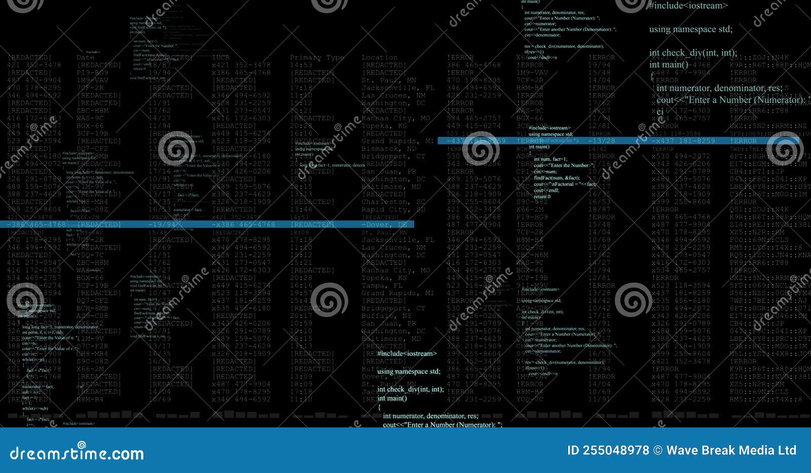 Image of Data Processing on Black Background Stock Illustration ...