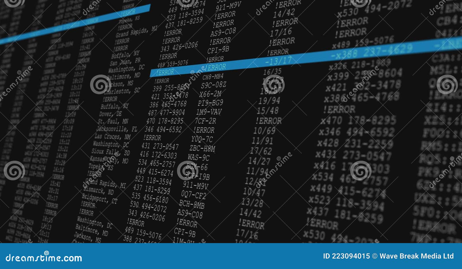 Image of Data Processing on Black and Blue Computer Screen Stock ...