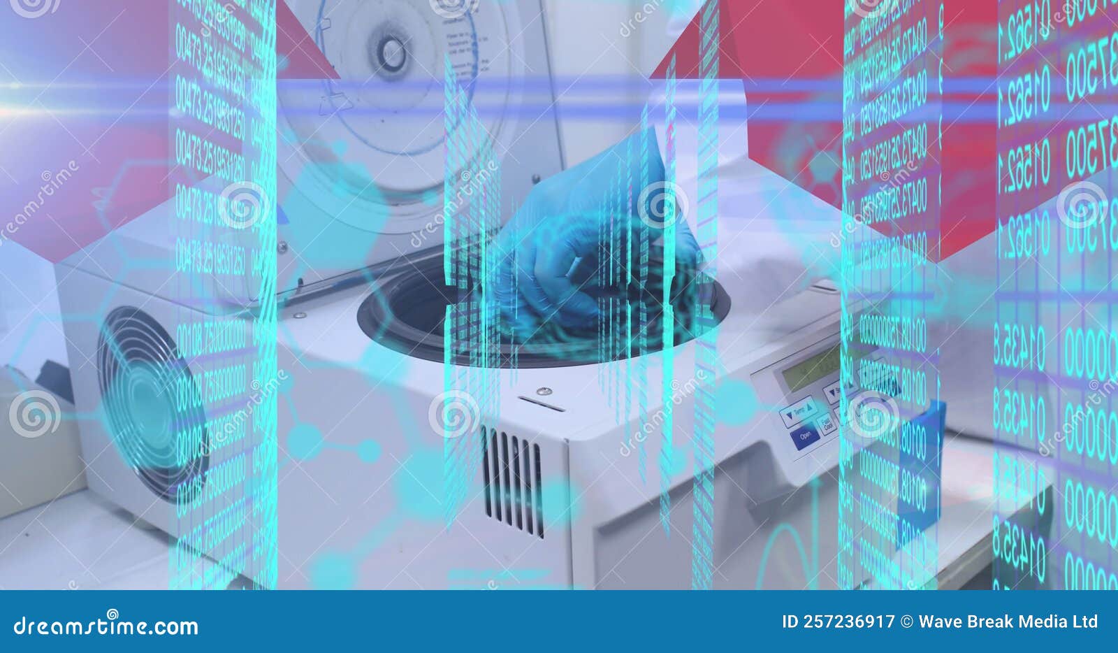 Image of Data Processing and Chemical Formula Over Scientist in Lab ...