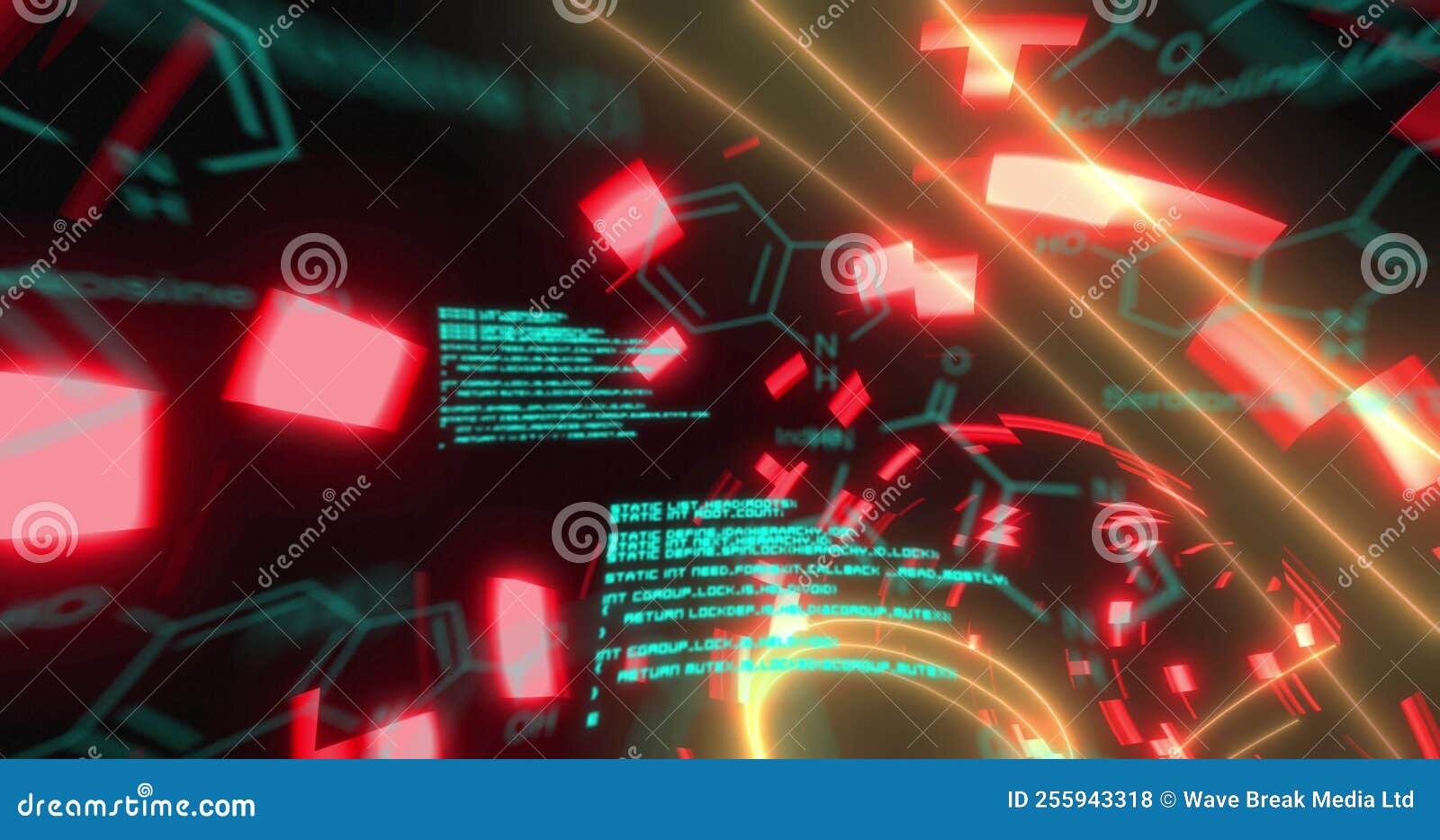 Image of Data Processing and Chemical Formulas Over Black Background ...