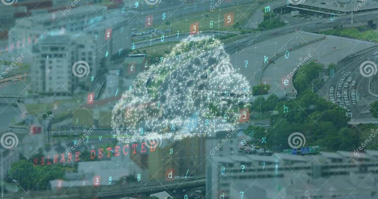 Image of Data Processing and Cloud Over Cityscape Stock Photo - Image ...