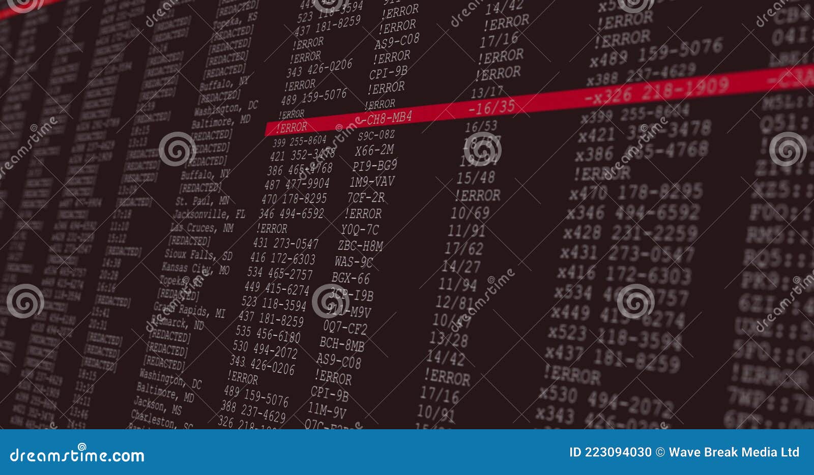 Image of Data Processing on Grey and Red Computer Screen Stock ...