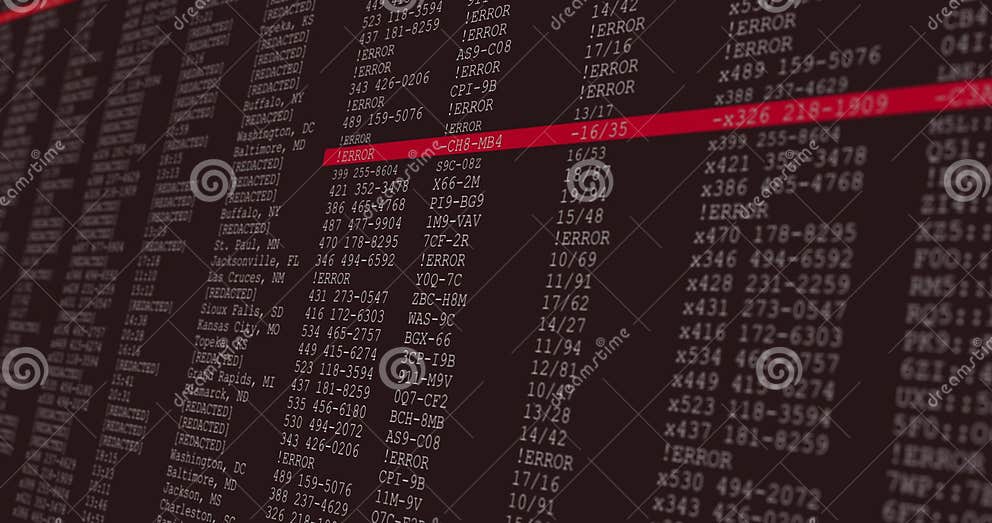 Image of Data Processing on Grey and Red Computer Screen Stock ...