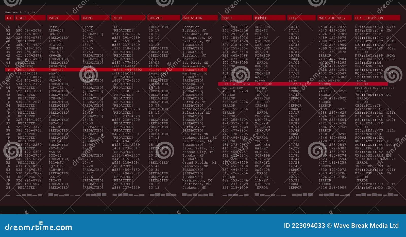 Image of Data Processing on Grey and Red Computer Screen Stock ...