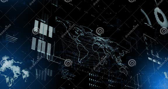 Image of Data Processing with Light Spots on Black Background Stock ...