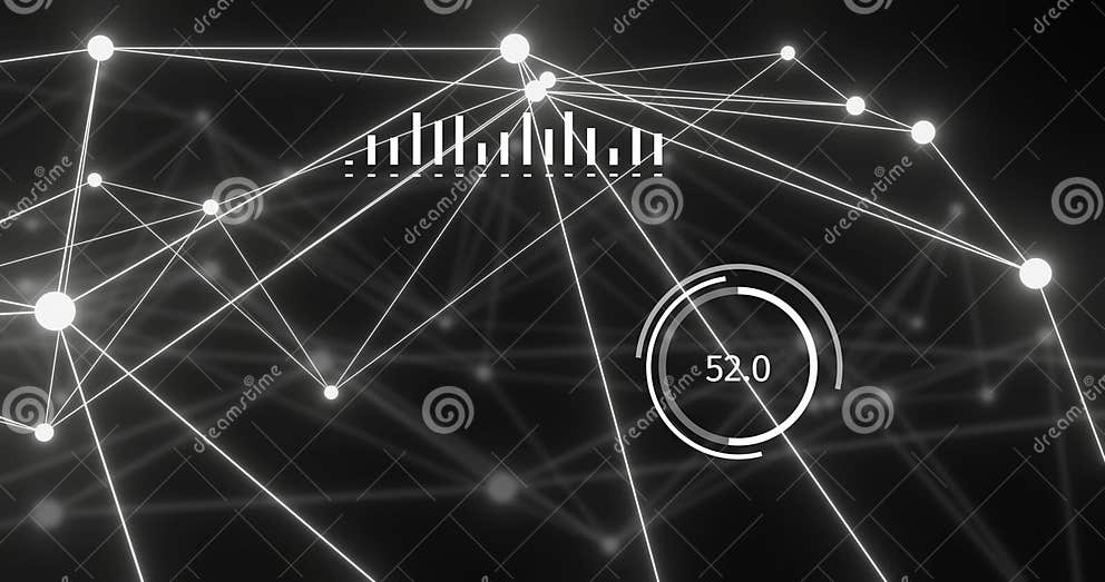 Image of Data Processing, Network of Connections with Glowing Nodes ...