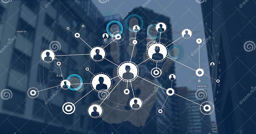 Image of Data Processing and Network of Connections Over Biometric Handprint Stock Photo - Image ...