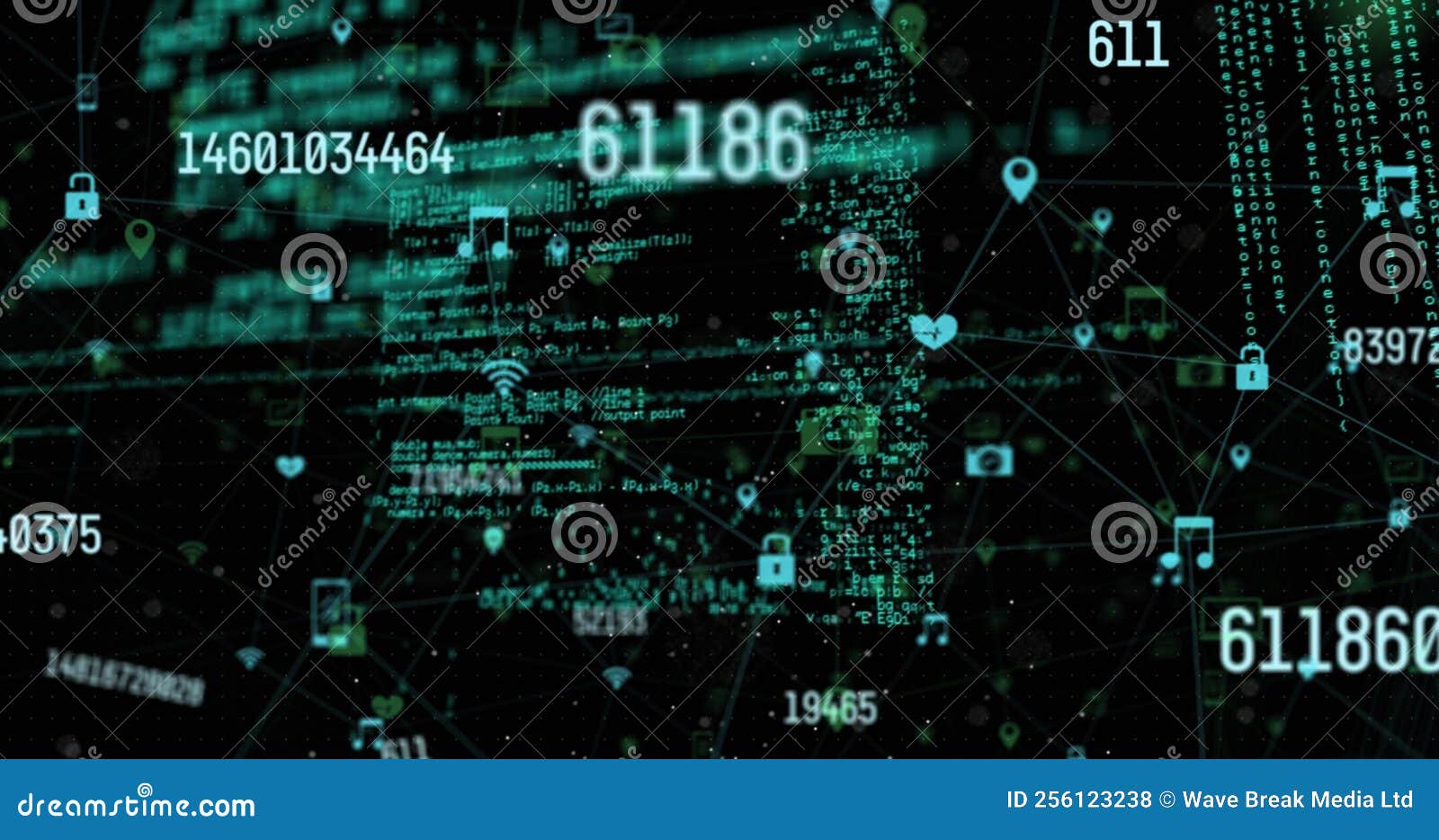 Image of Data Processing and Network of Connections Over Dark ...