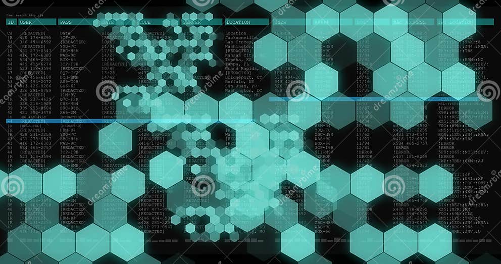 Image of Data Processing and Network of Hexagons Stock Image - Image of ...