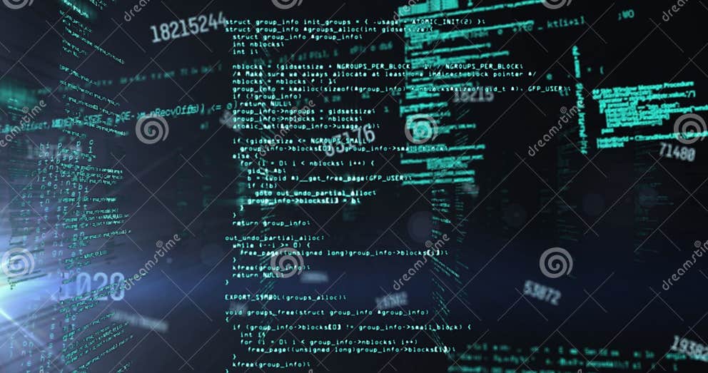 Image of Data Processing and Numbers Over Dark Background Stock ...