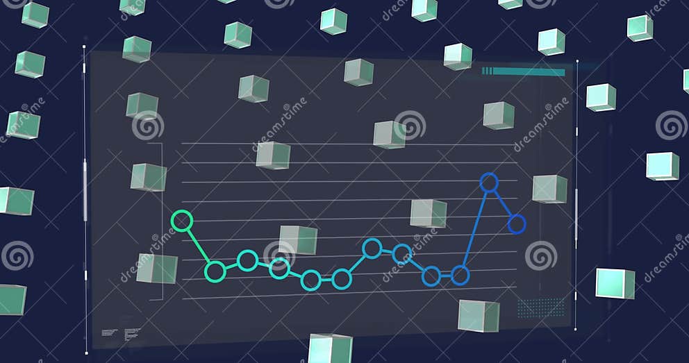 Image of Data Processing Over Cubes on Black Background Stock Illustration - Illustration of ...