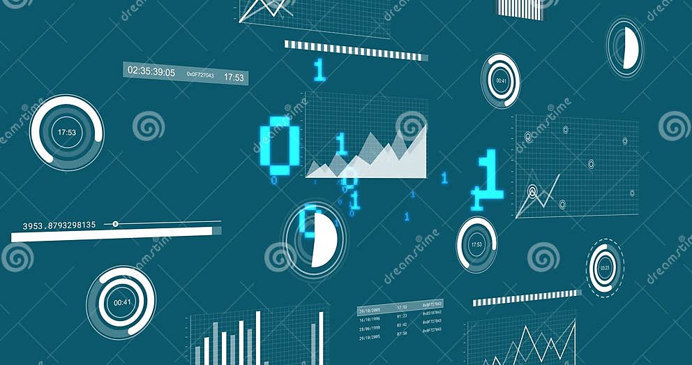 Image of Data Processing Over Diagrams and Binary Coding Stock Illustration - Illustration of ...