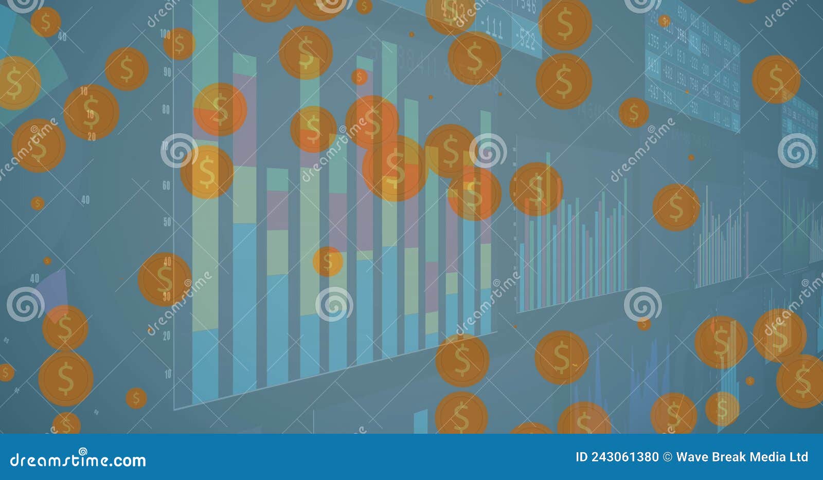 Image of Data Processing Over Dollar Symbols Stock Illustration ...