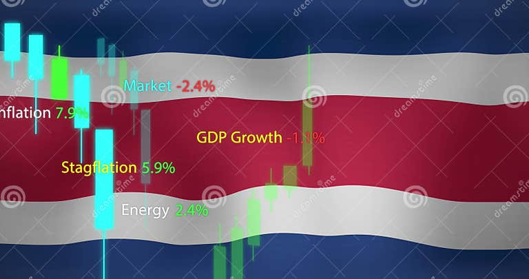 Image of Data Processing Over Flag of Costa Rica Stock Illustration ...