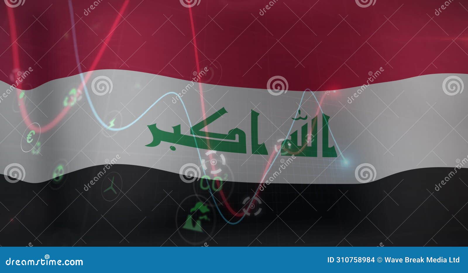 Image of Data Processing Over Flag of Iraq Stock Illustration ...