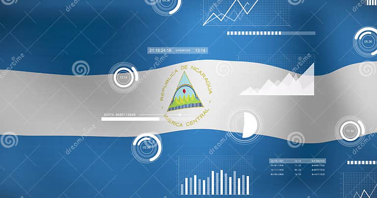 Image of Data Processing Over Flag of Nicaragua Stock Image - Image of ...