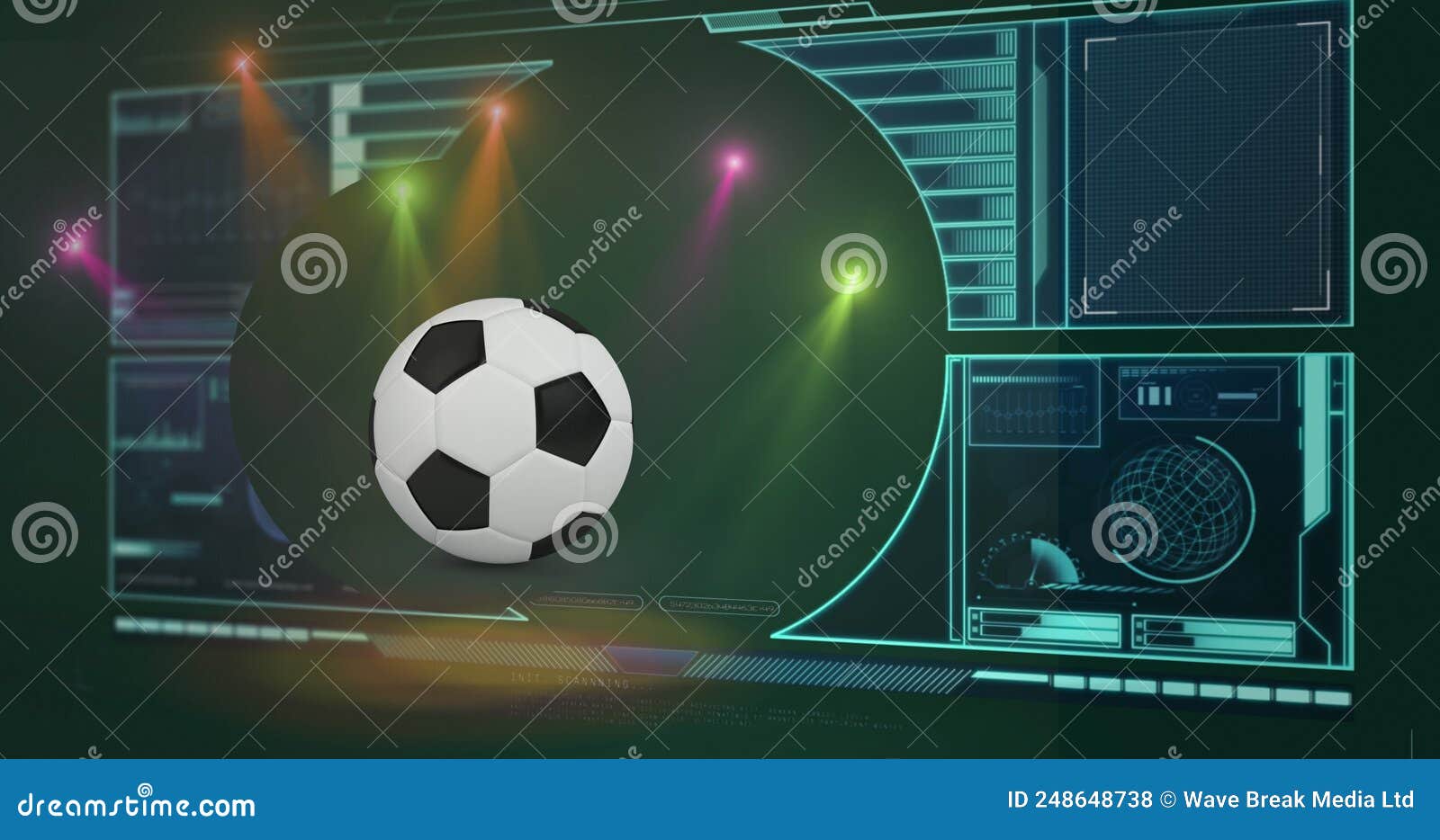 Image of Data Processing Over Football at Sports Stadium Stock ...