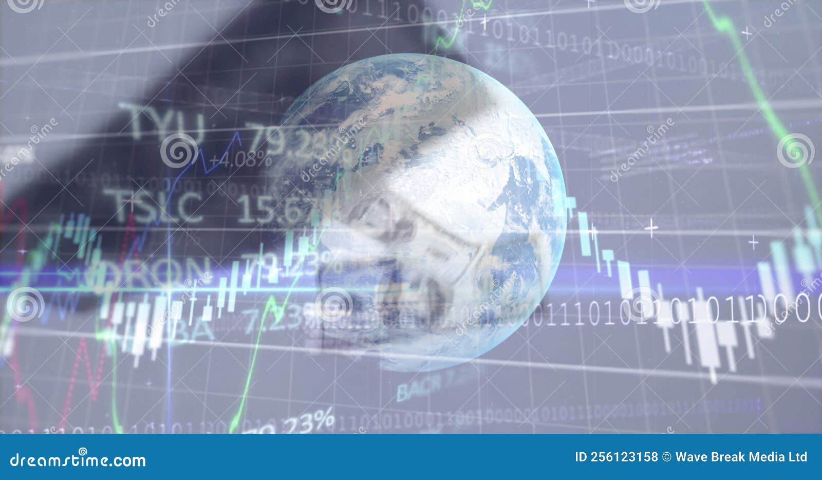 Image of Data Processing Over Globe and Banknotes Stock Photo - Image ...