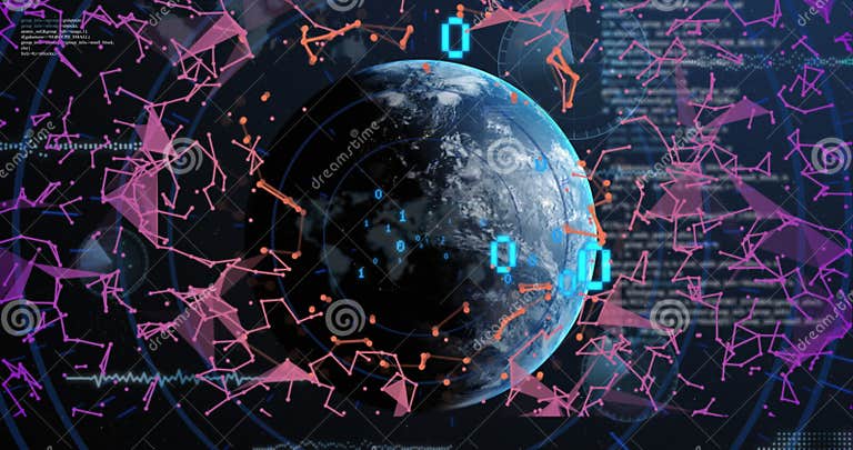 Image of Data Processing Over Globe and Connections with Binary Coding ...