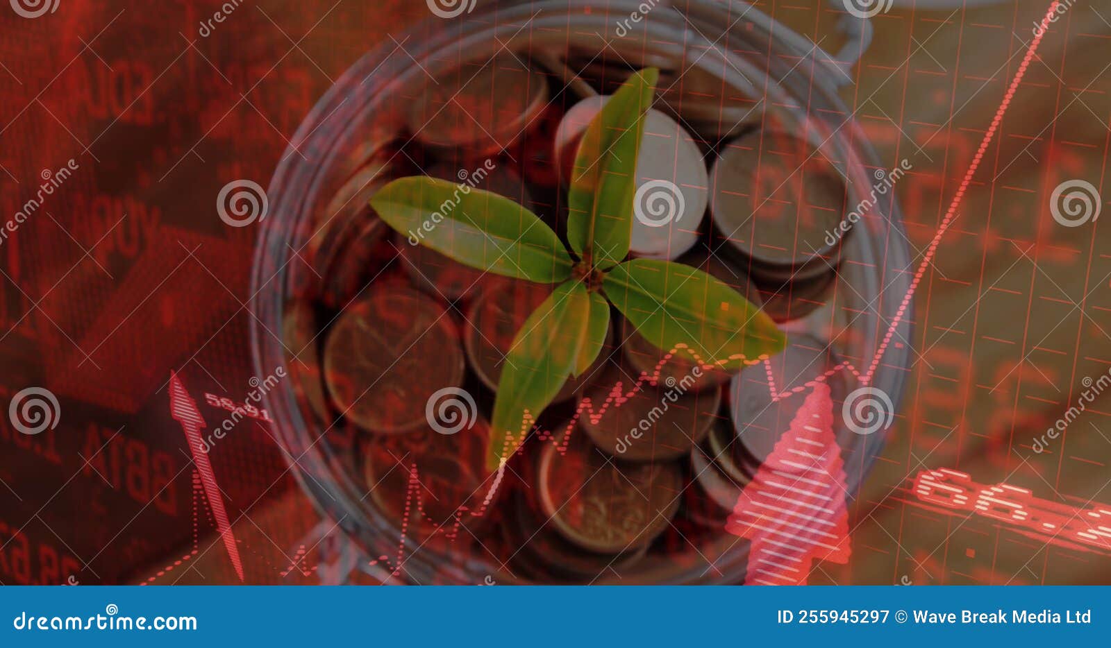 Image of Data Processing Over Jar of Coins Stock Image - Image of ...