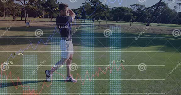 Image of Data Processing Over Male Golf Player on Golf Course Stock Image - Image of sports ...