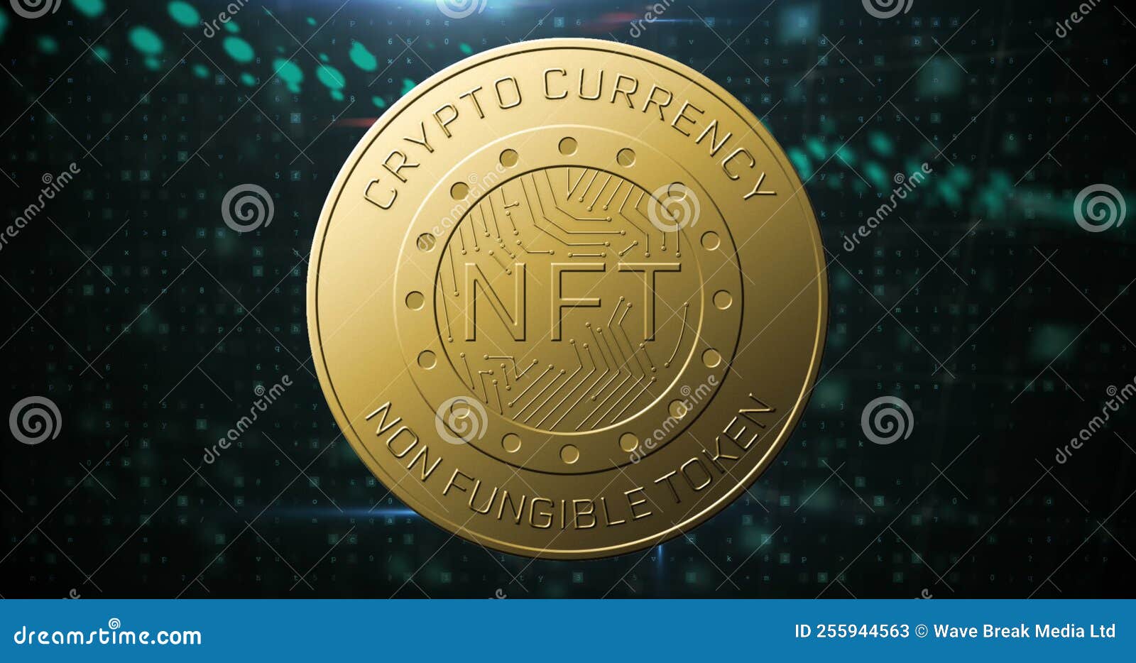 Image of Data Processing Over Nft Coin Stock Illustration ...