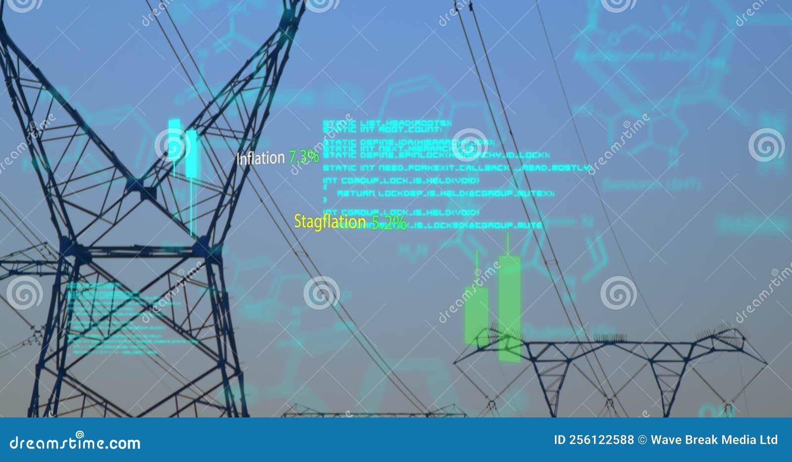 Image of Data Processing Over Pylons Stock Photo - Image of internet ...