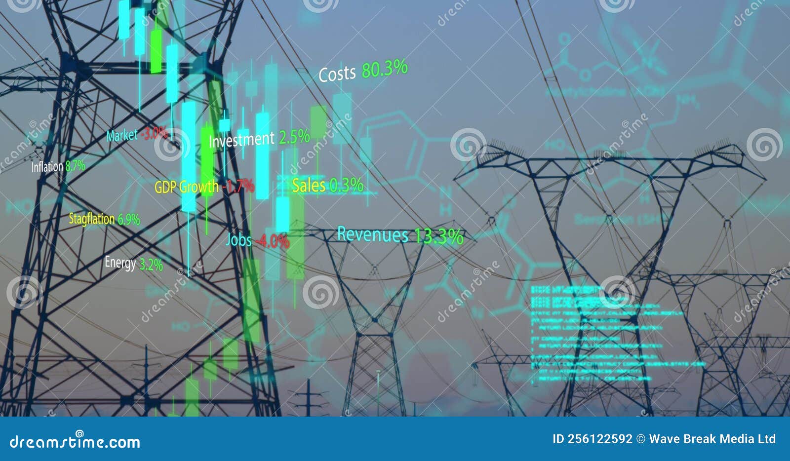 Image of Data Processing Over Pylons Stock Photo - Image of concept ...