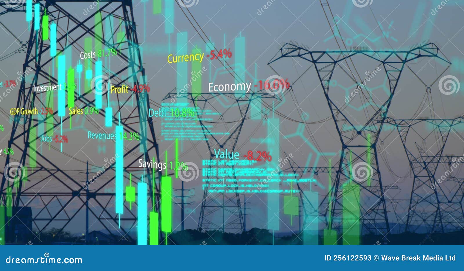 Image of Data Processing Over Pylons Stock Image - Image of community ...