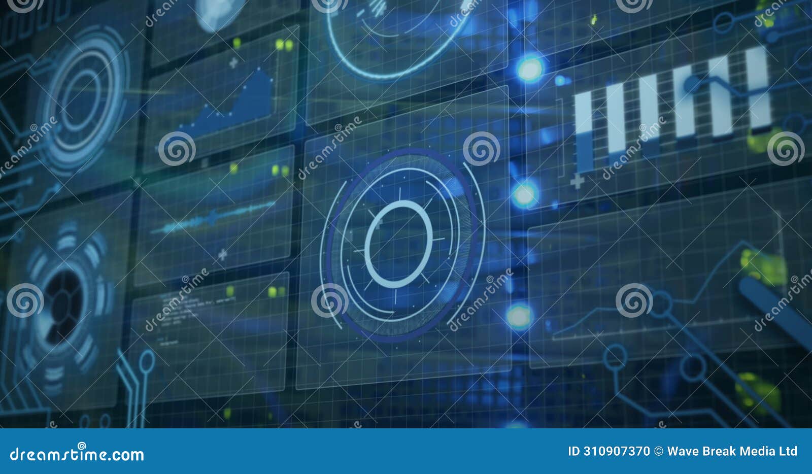 Image of Data Processing Over Scopes Scanning with Cables of Computer ...