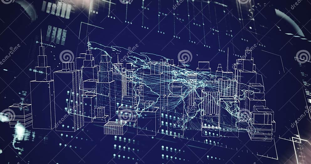 Image of Data Processing Over World Map on Digital Screen Stock Illustration - Illustration of ...