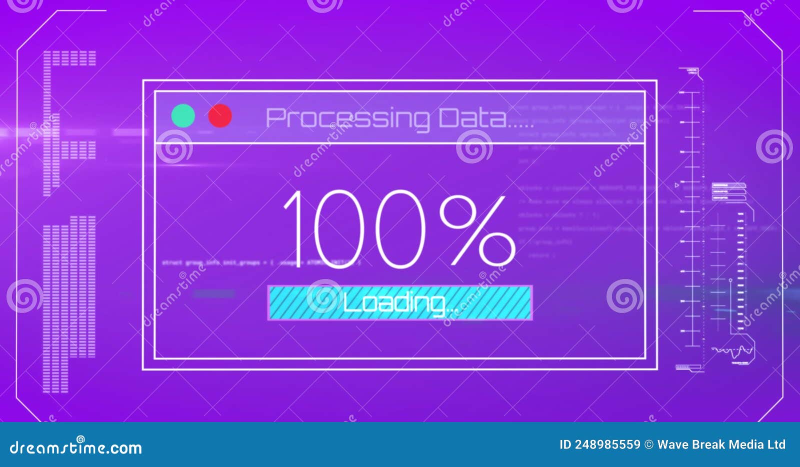 Image of Data Processing on Purple Background Stock Illustration ...