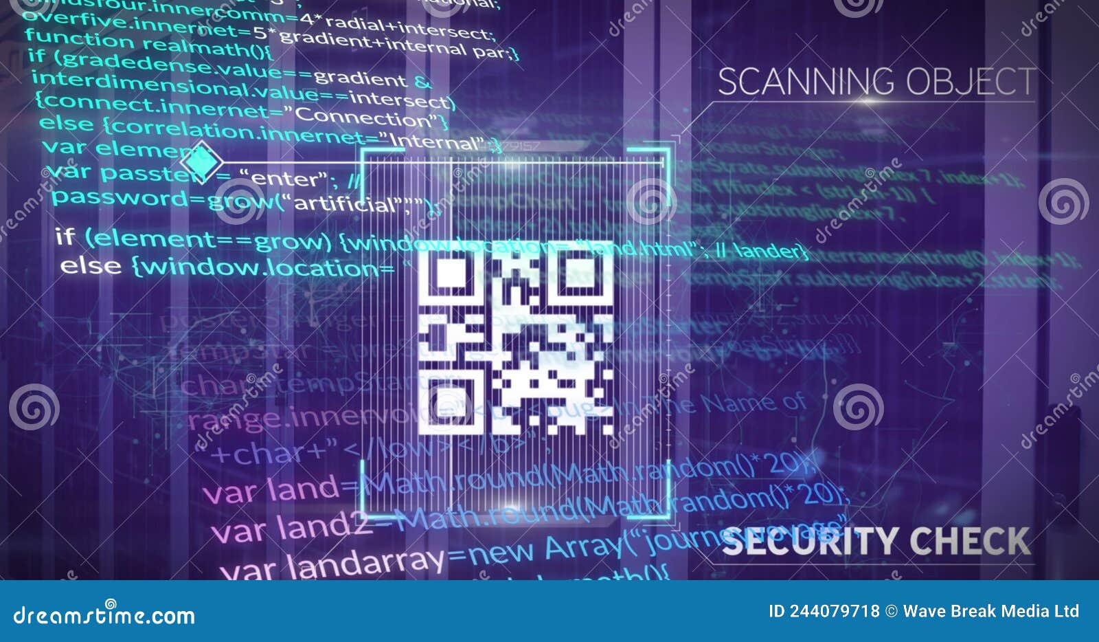 Image of Data Processing and Qr Code Over Server Room Stock ...
