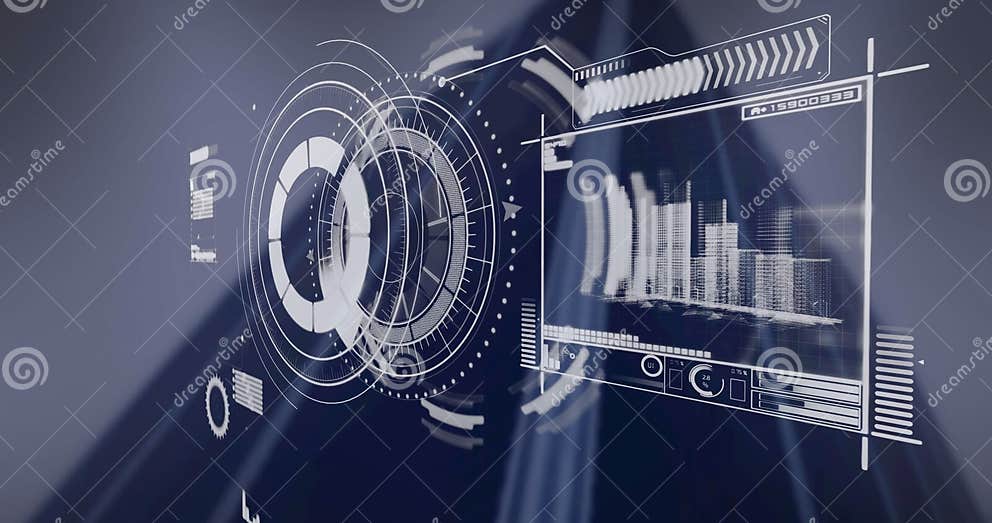 Image of Data Processing and Scope Scanning Over Landscape Stock Photo ...