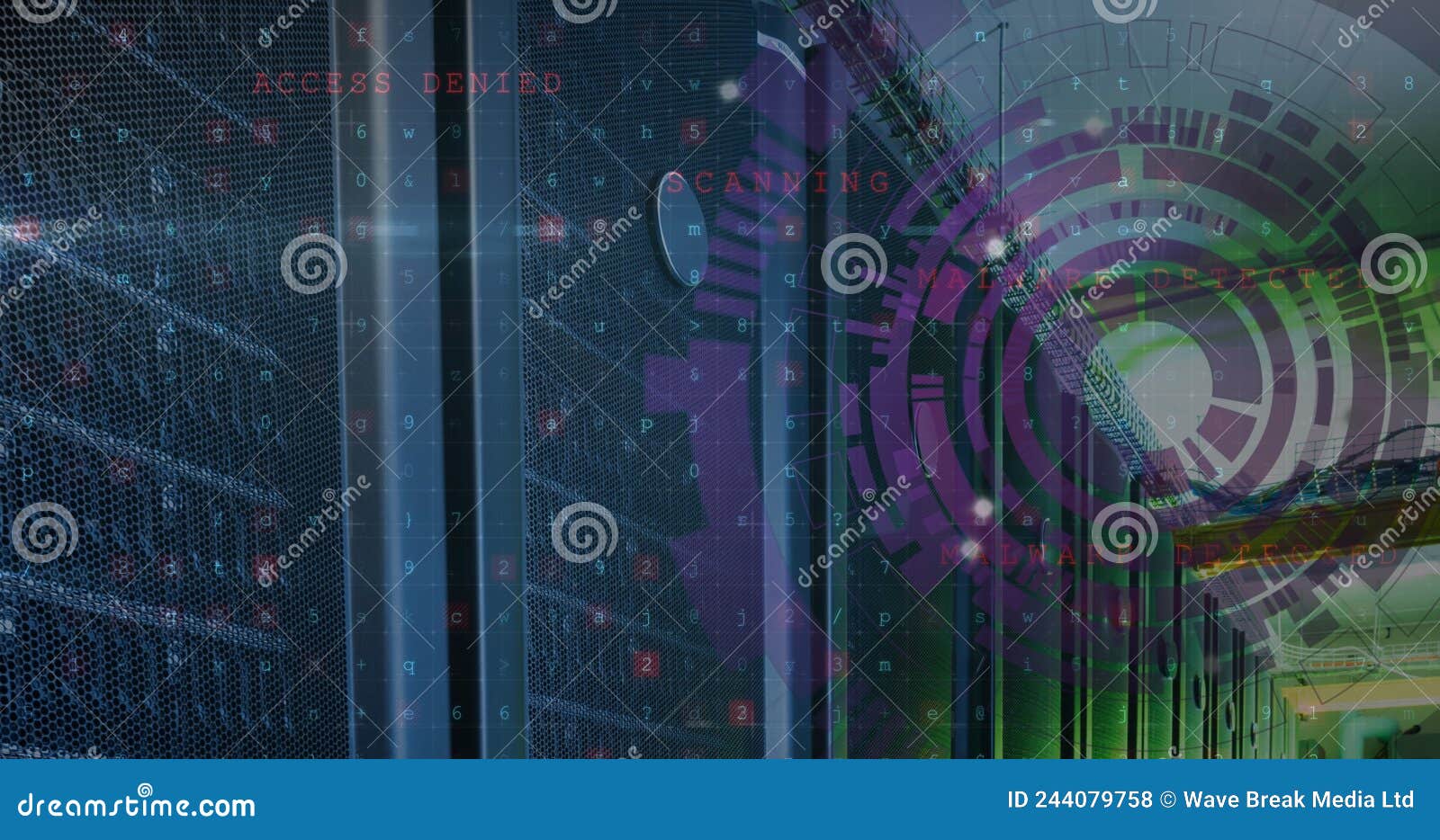 Image of Data Processing and Scope Scanning Over Server Room Stock ...