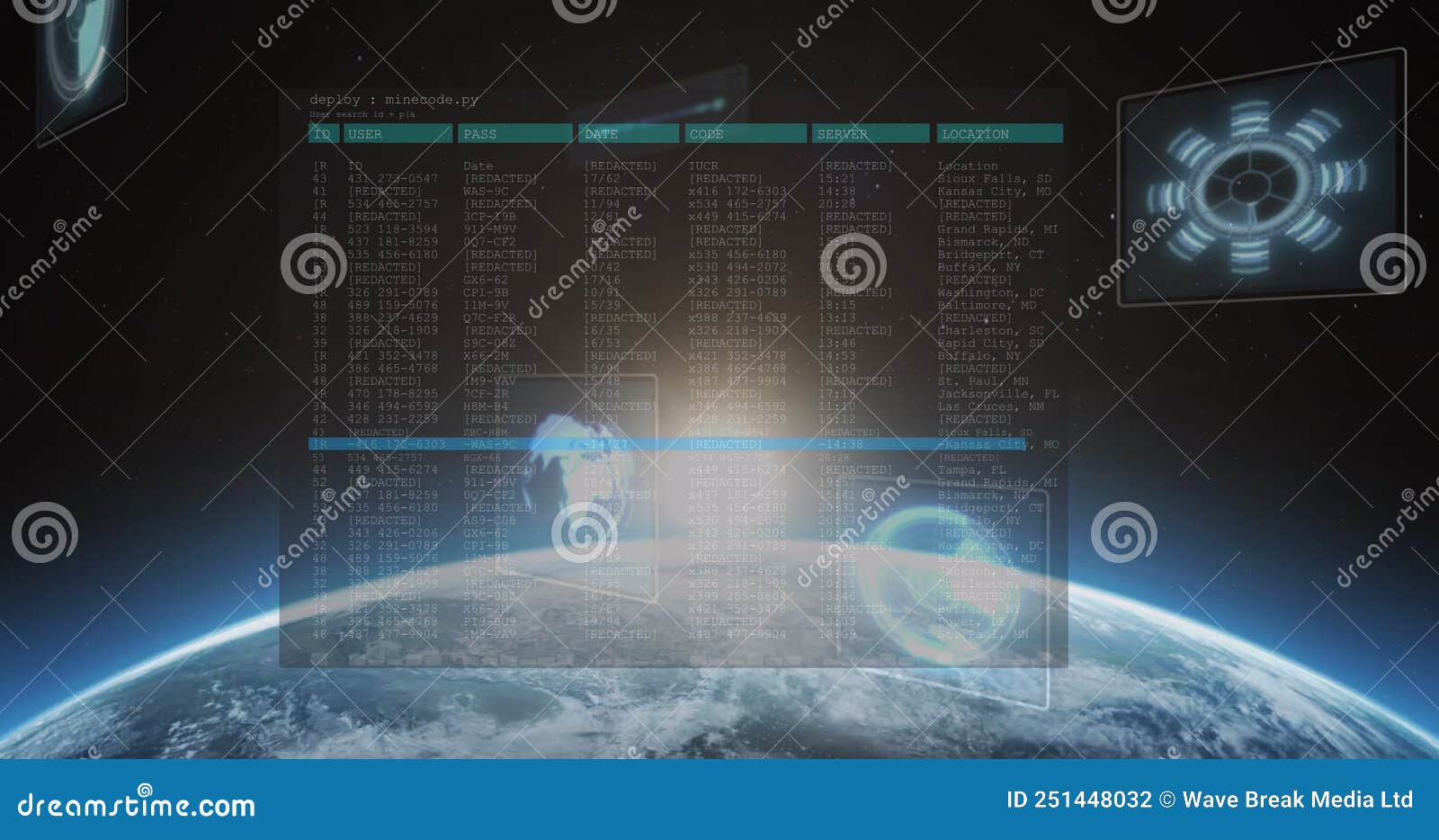 Image of Data Processing on Screen and Scopes Scanning Over Planet ...