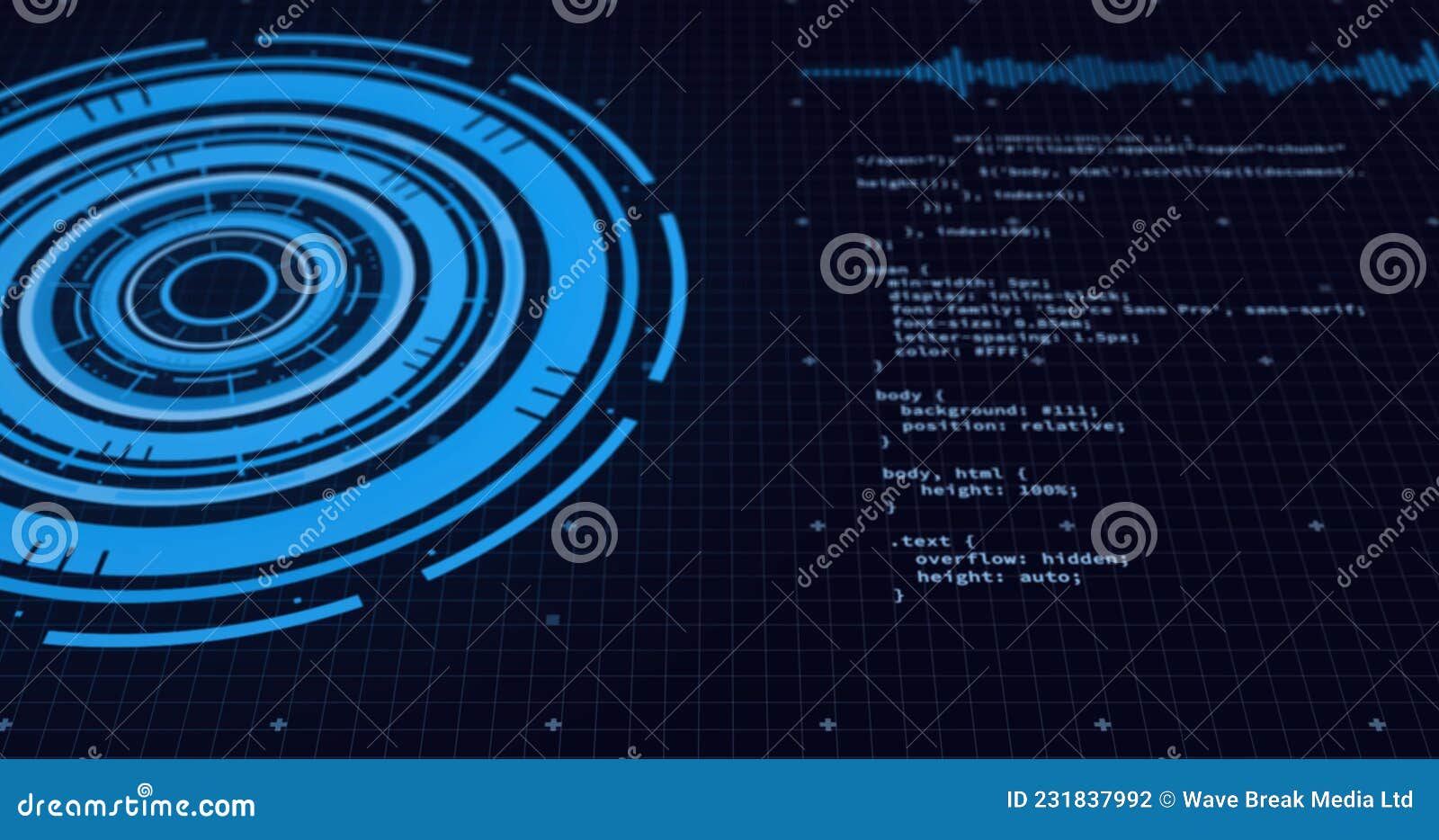 Image of Data Processing on Screens and Scope Scanning Over Black ...