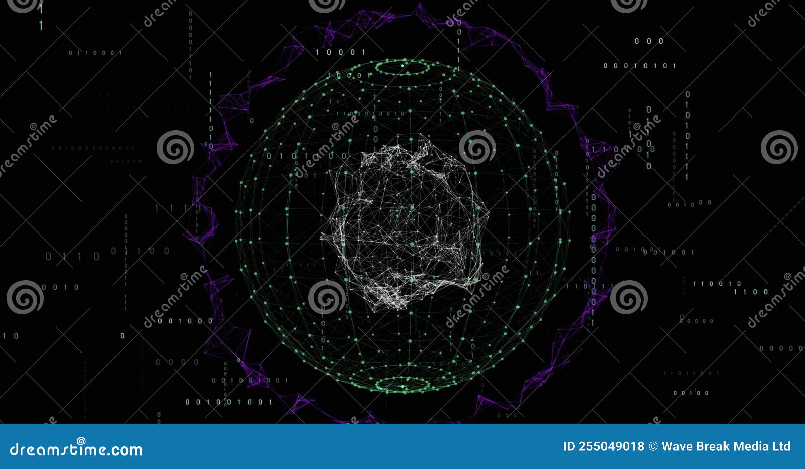 Image of Data Processing and Shapes on Black Background Stock ...