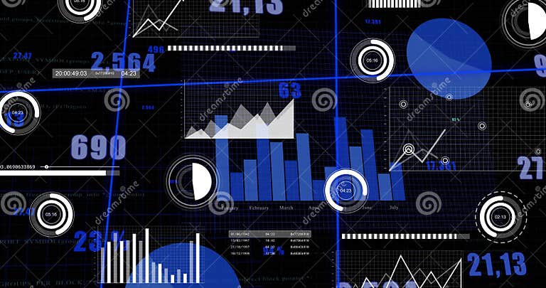 Image of Data Processing and Statistics Over Grid Stock Illustration ...