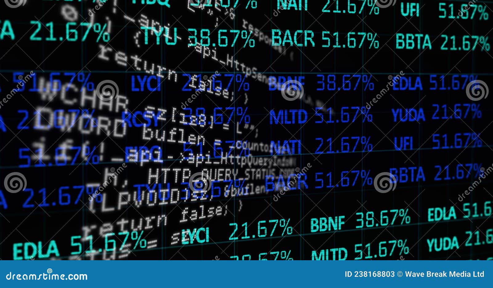 Image of Data Processing and Stock Market on Black Background Stock ...