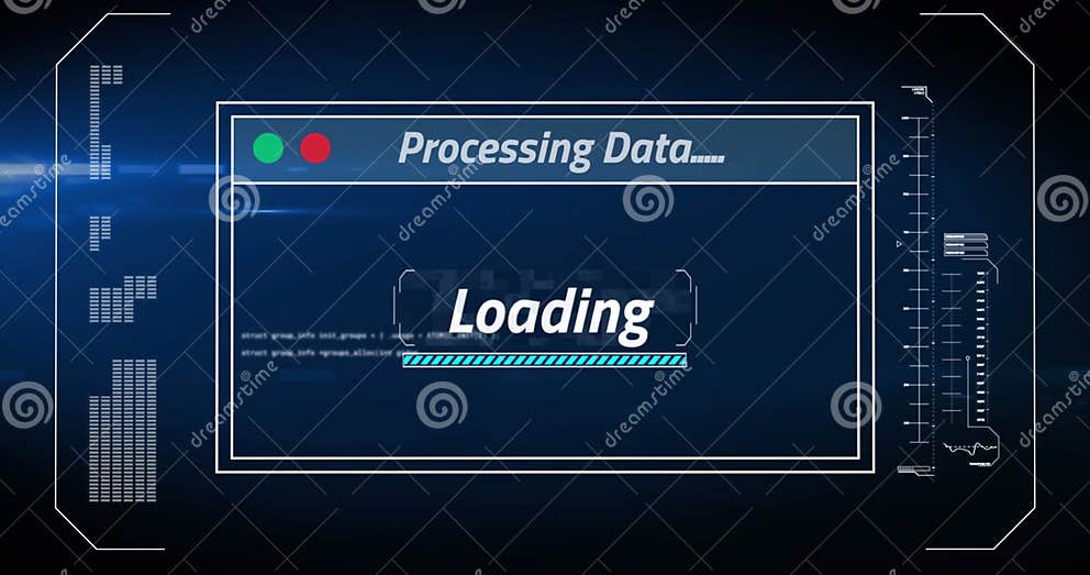 Image of Data Processing Text Over Screen Stock Illustration - Illustration of processing ...