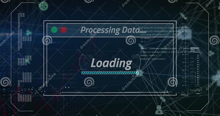 Image of Data Processing Text Over Screen and Network of Connections Stock Illustration ...